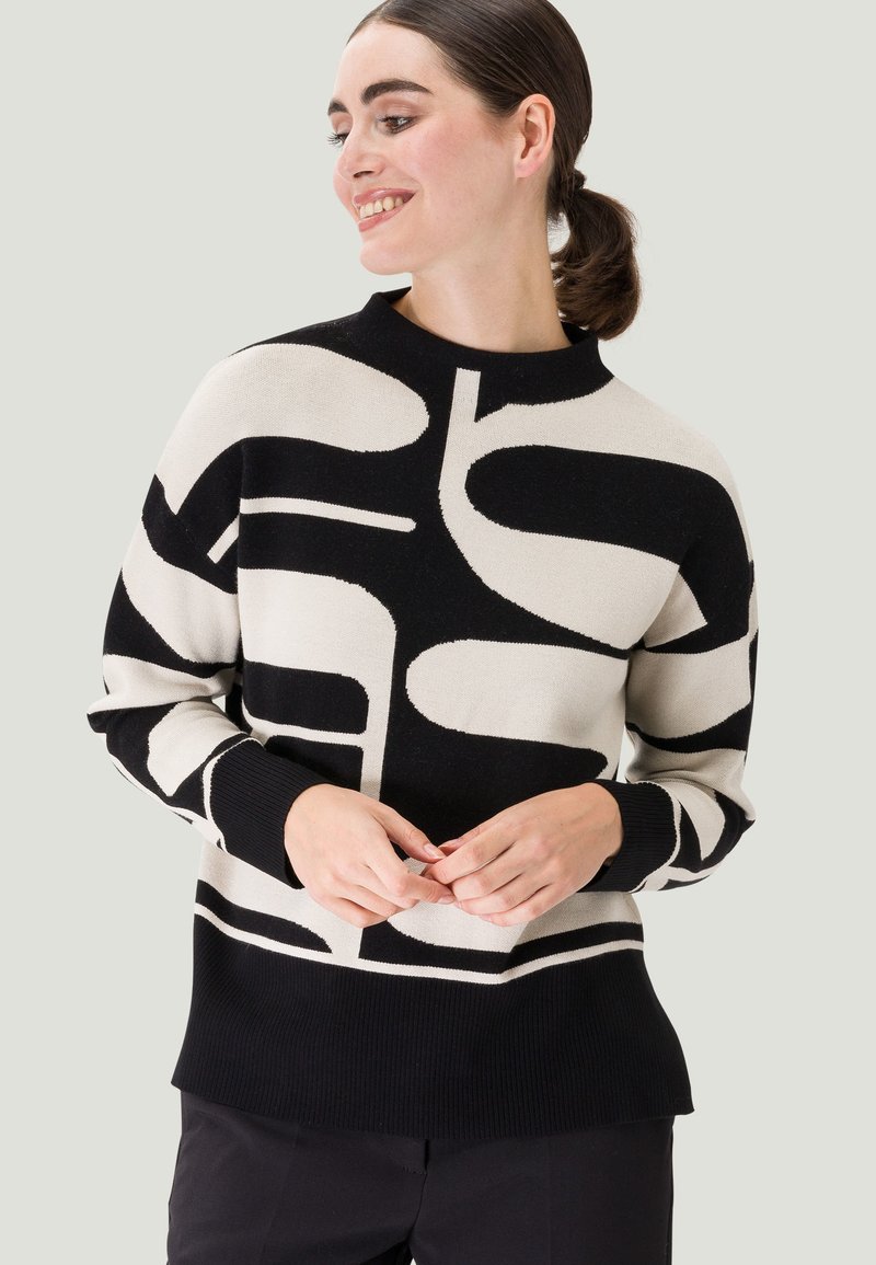 zero MIT STEHKRAGEN - Pullover - blackcream/noir - ZALANDO.FR