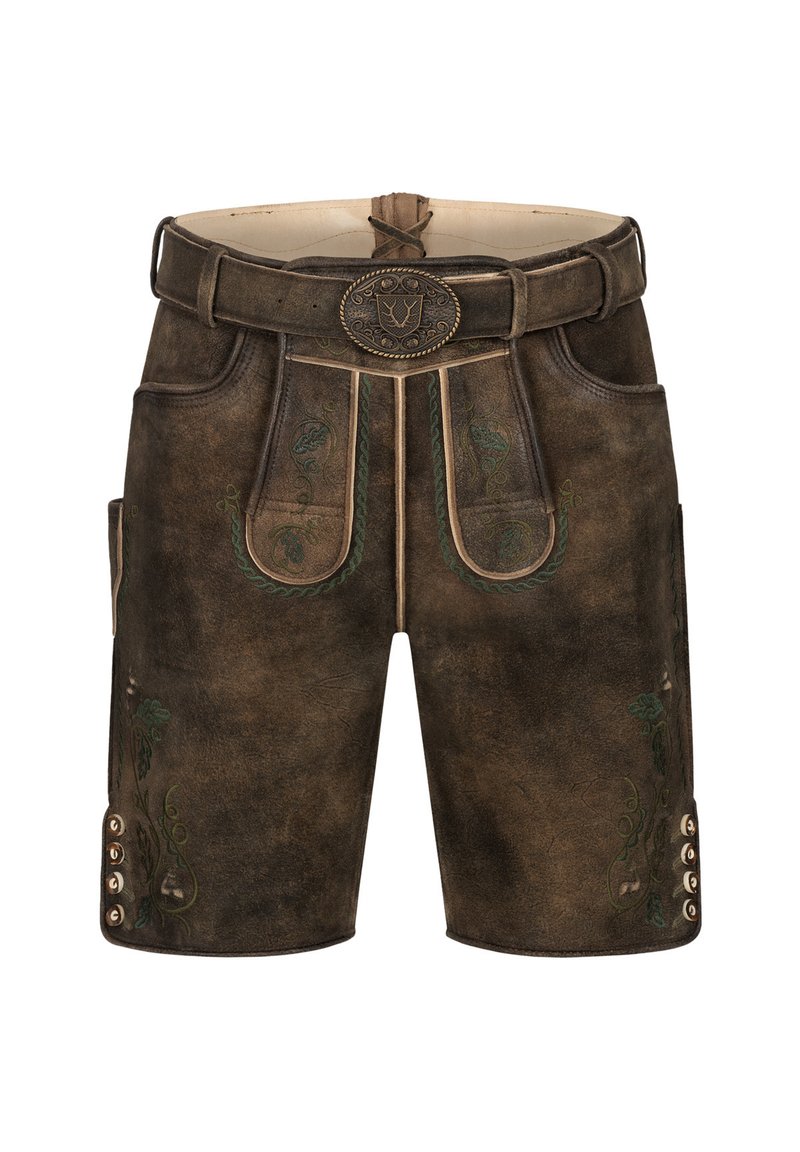 Krüger Dirndl TARIUS - Lederhose - braun gruen/braun - Zalando