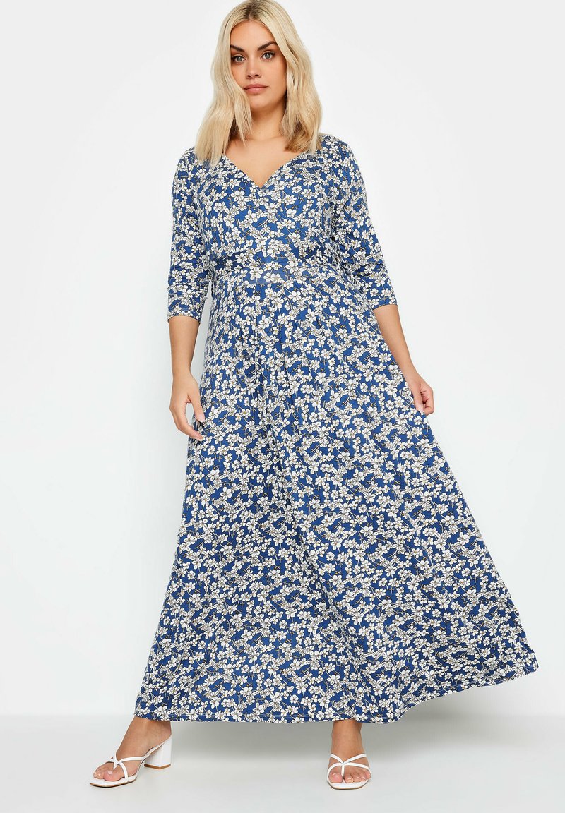 Yours Clothing FLORAL TIERED - Vestido largo - blue/azul - Zalando.es
