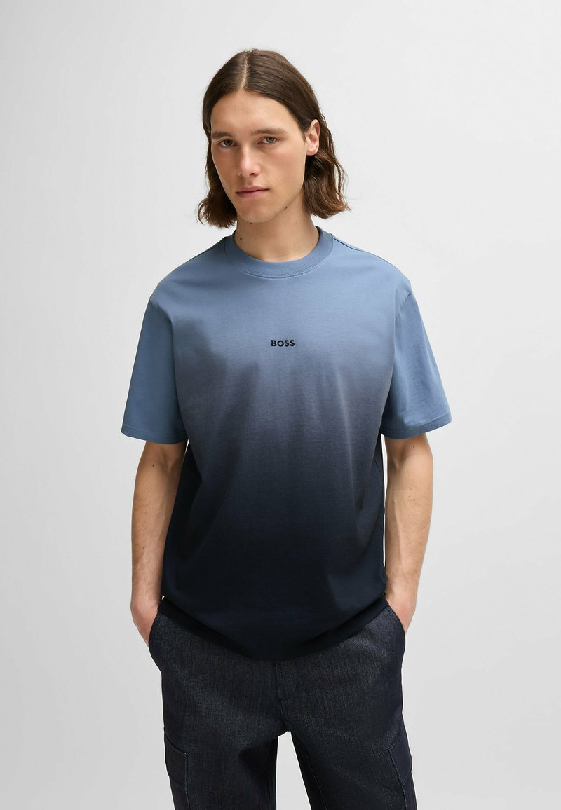 BOSS GRADIENT - Print T-shirt - open blue four/dark blue - Zalando.co.uk