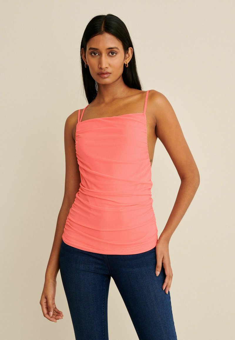 Next MESH DRAPED RUCHED CAMI TOP - Top - coral pink/pink - Zalando.de