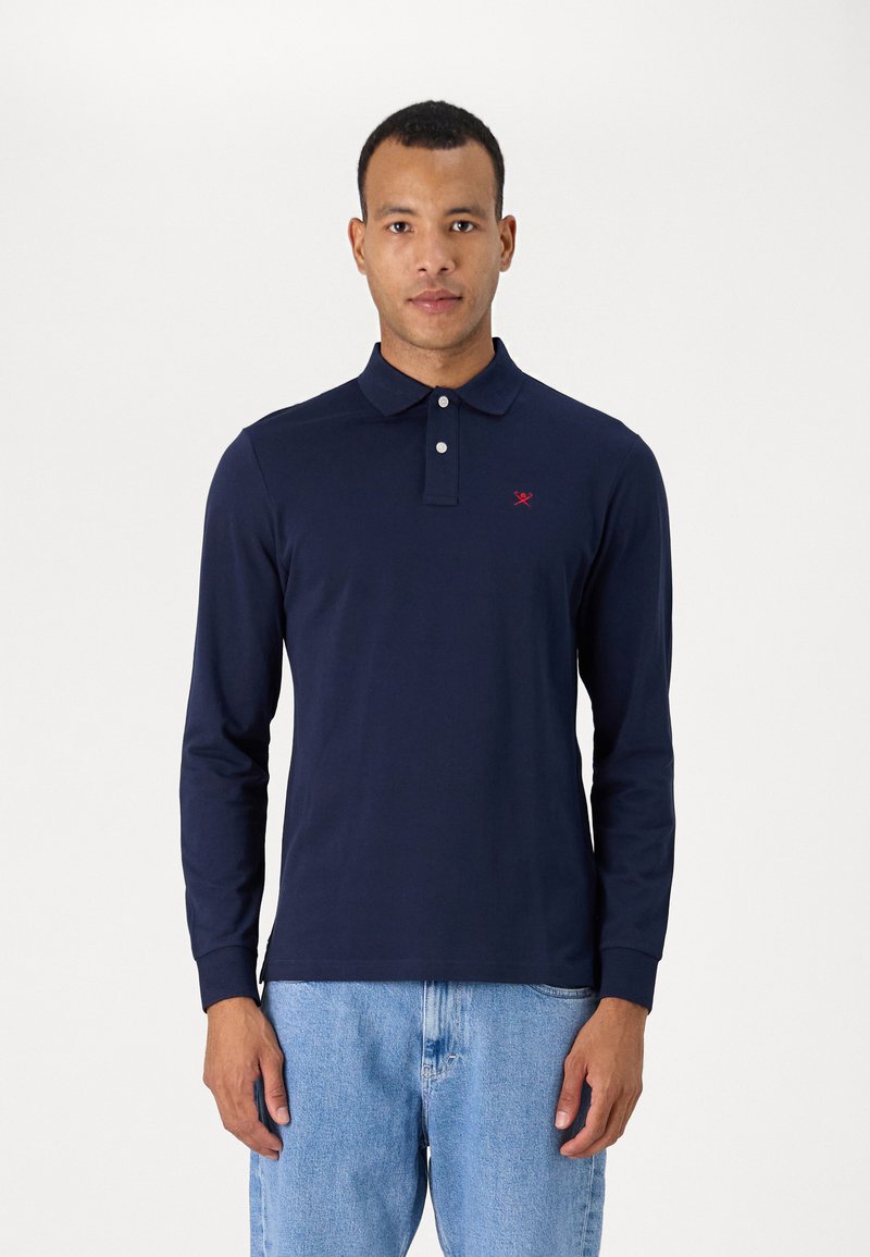 Hackett London SLIM FIT LOGO - Long sleeved top - navy blue/dark blue ...