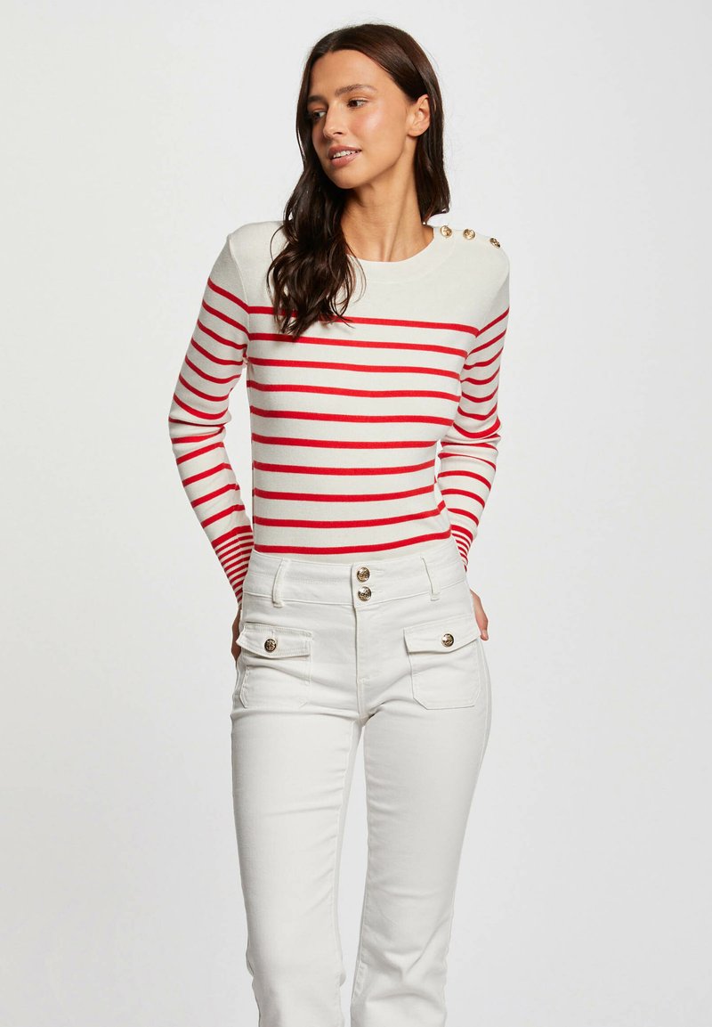 Morgan Long Sleeved With Stripes Trui Ivoire Wit Denim Whitedenim