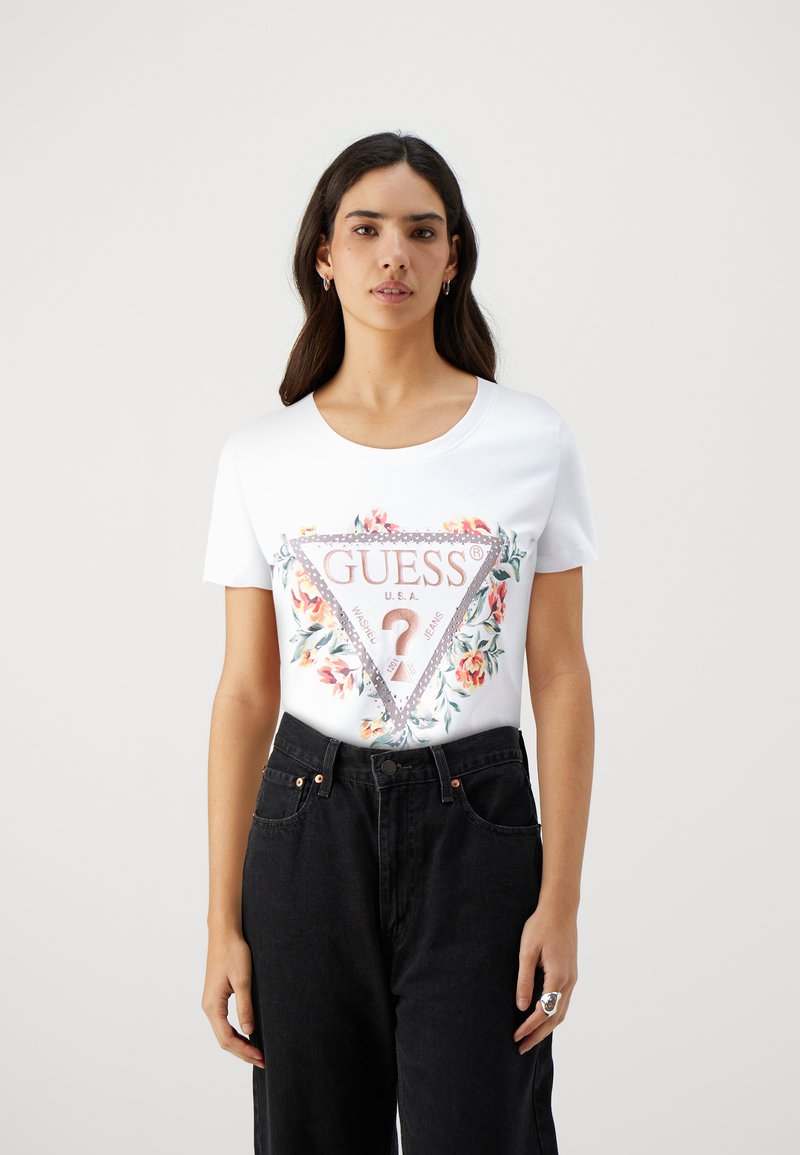 Guess TRIANGLE - T-shirt con stampa - weiß/bianco - Zalando.it