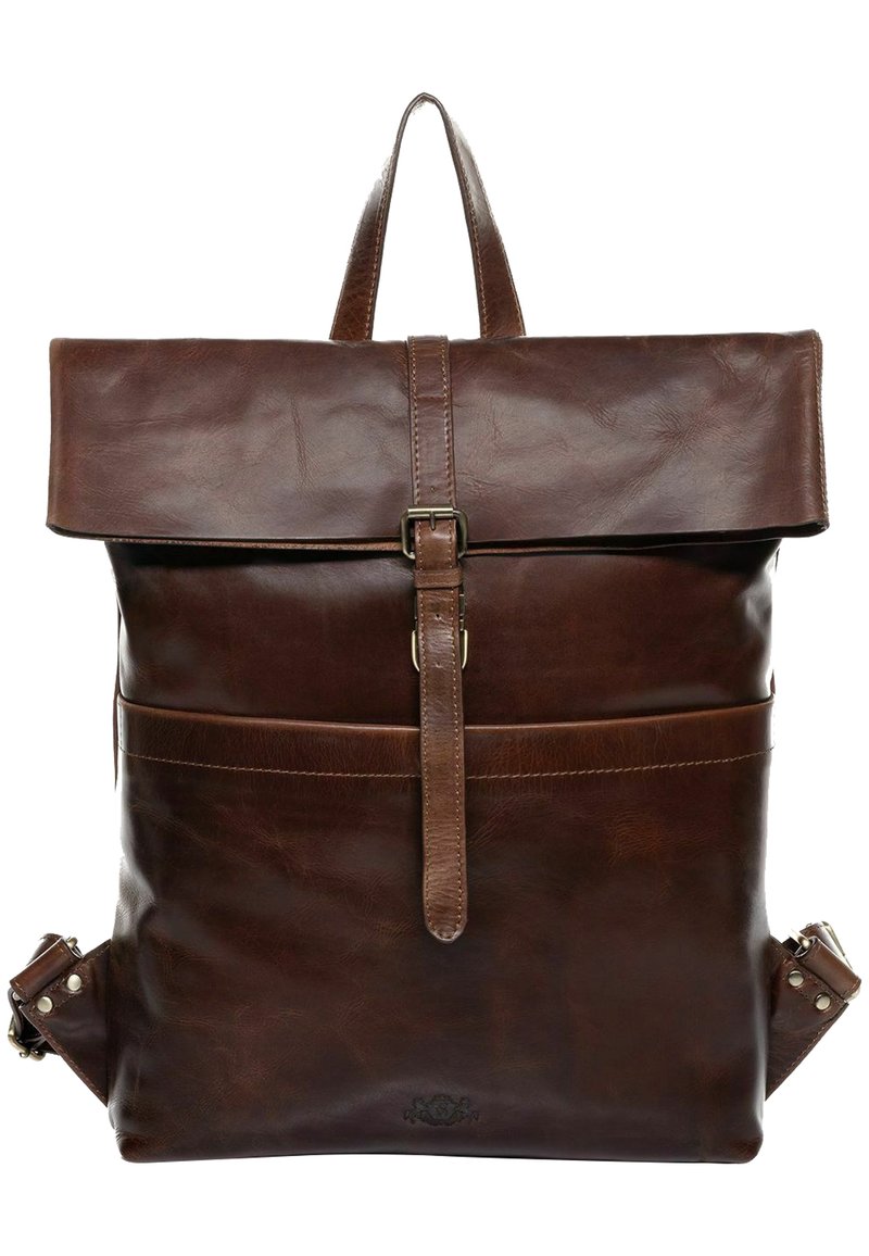 SID & VAIN ROLLTOP LEATHER BACKPACK CLAY XXL - Sac à dos - dunkelbraun ...