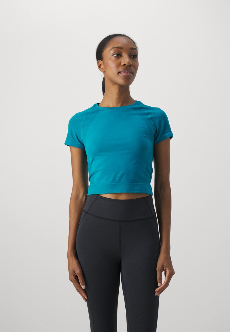 Sweaty Betty ATHLETE CROP SEAMLESS WORKOUT - Sport T-Shirt - future blue/hellblau - Zalando.ch