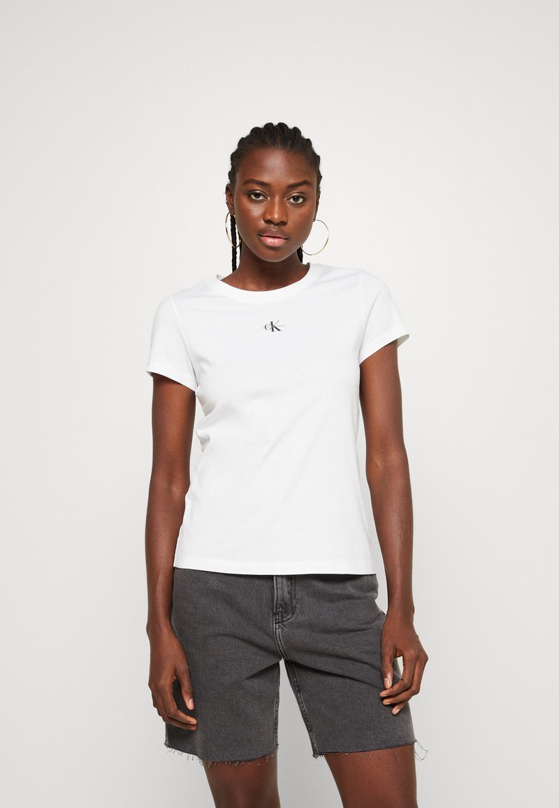 Calvin Klein Jeans MICRO MONOLOGO SLIM FIT - T-shirt basique - bright white/blanc - ZALANDO.FR