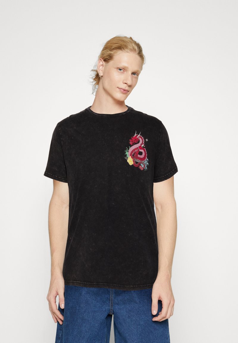 Brave Soul Print T-shirt - black acid/black - Zalando.ie