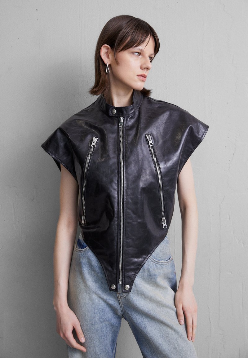 MM6 Maison Margiela SPORTSJACKET - Leather jacket - black - Zalando.de