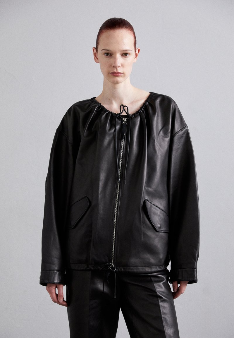 Helmut Lang RUCHED JACKET - Leather jacket - black - Zalando