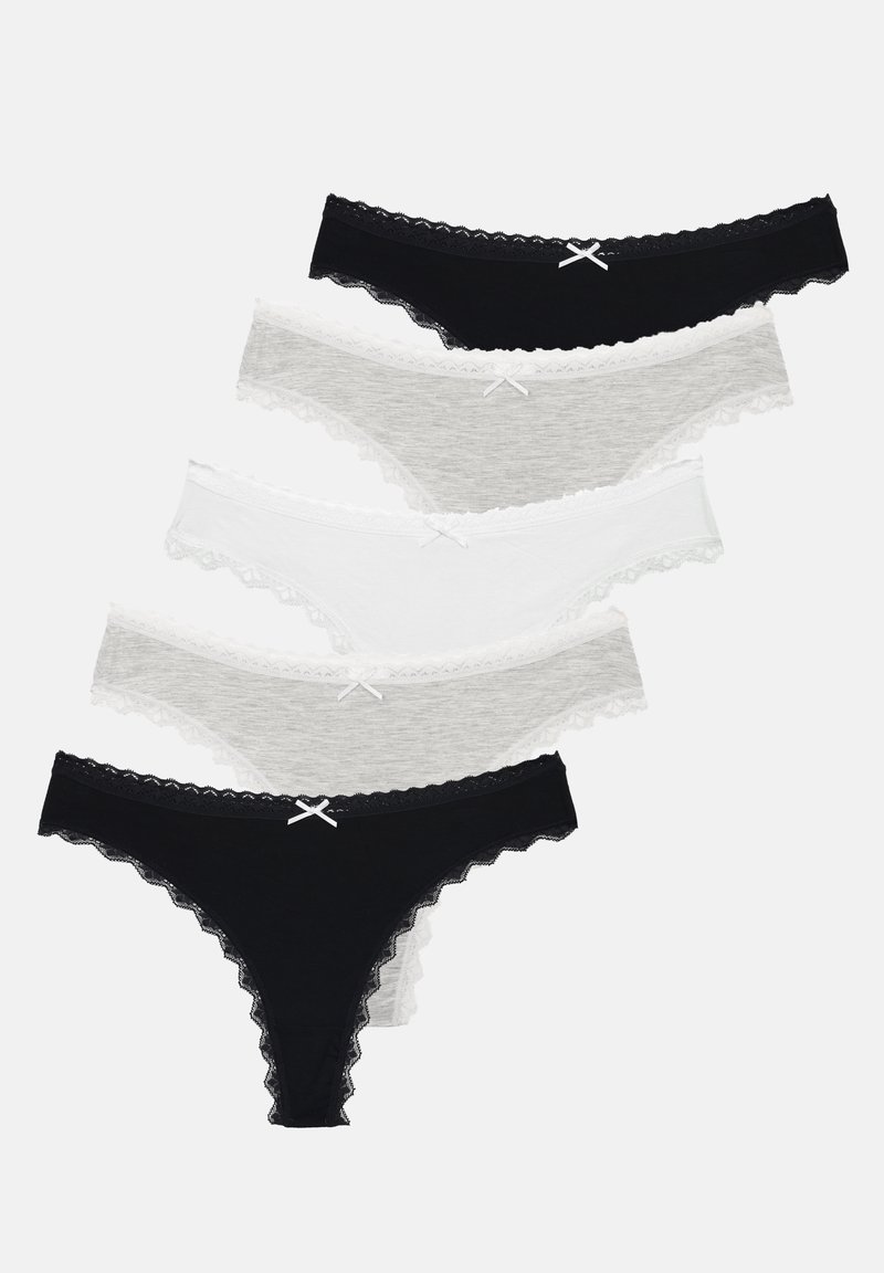 Anna Field 5 PACK - Thong - black/grey/white/black - Zalando