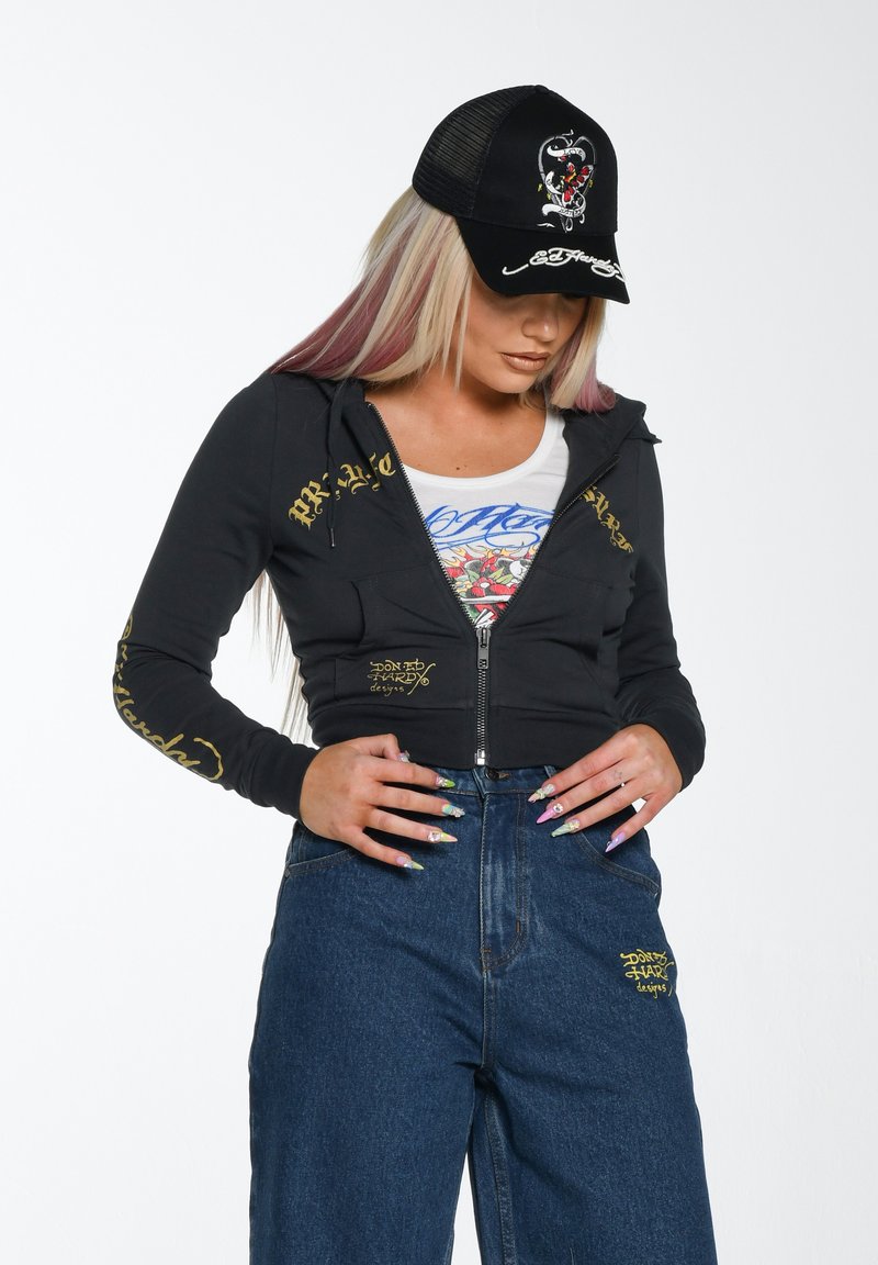 Ed Hardy PRAY FOR SURF ZIP THRU HOODY - Sweatjacke - charcoal ...
