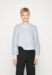 Pieces PCMIRAN O NECK - Pullover - cloud dancer/nantucket breeze/écru - ZALANDO.FR