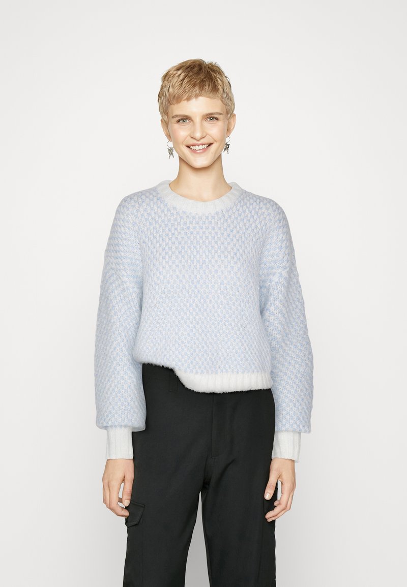 Pieces PCMIRAN O NECK - Pullover - cloud dancer/nantucket breeze/écru - ZALANDO.FR