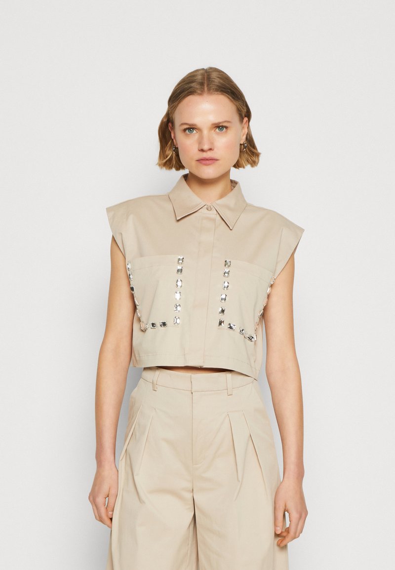 Gestuz CELENE SHIRT - Button-down blouse - string/beige - Zalando.co.uk