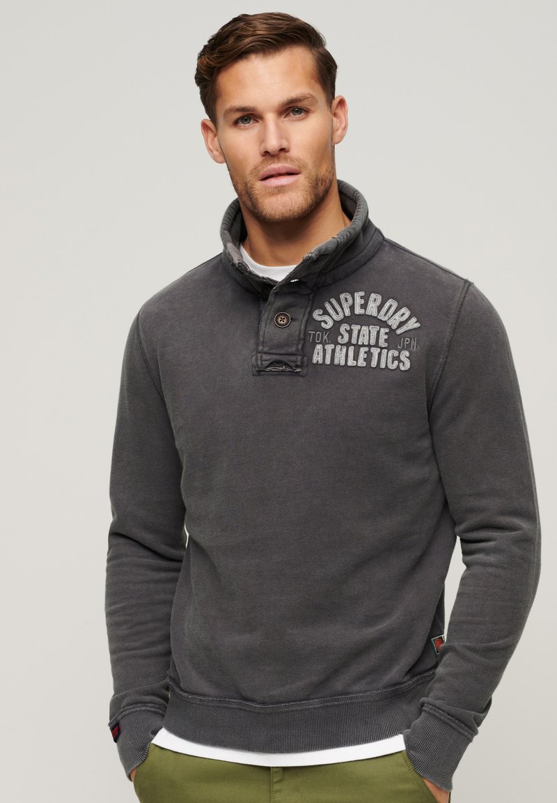 Superdry VINTAGE ATHLETIC - Strickpullover - washed black/schwarz ...