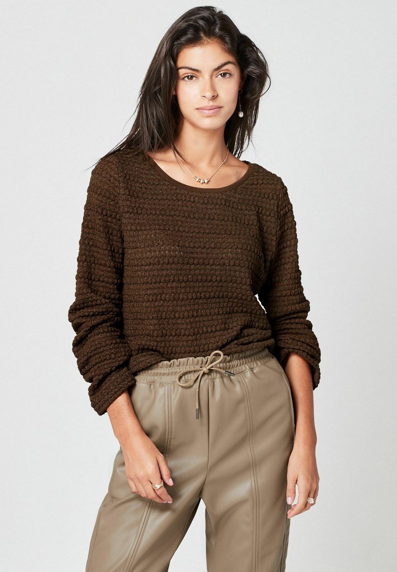 Next TEXTURE FLUTE LONG SLEEVE - Jersey de punto - chocolate brown ...