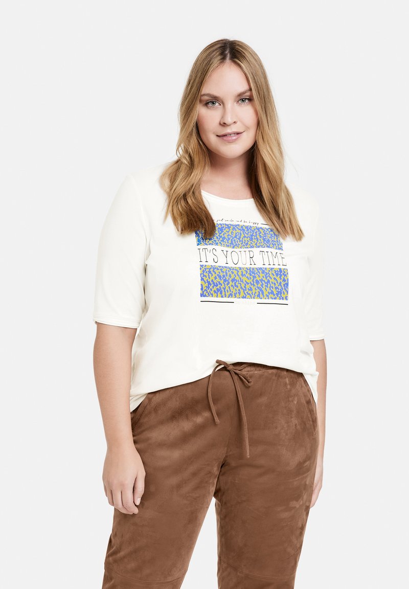 Samoon KURZARM RUNDHALS - Print T-shirt - offwhite gemustert/off-white ...