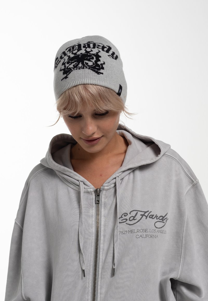Ed Hardy GOTHIC SKULL IN FLAMES - Mütze - grey marl/grau - Zalando.at