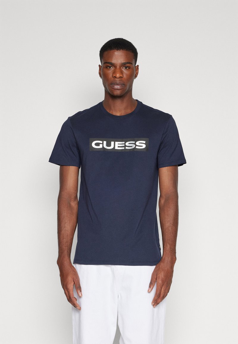 Guess LOGO TEE - T-shirt imprimé - smart blue/bleu marine - ZALANDO.FR
