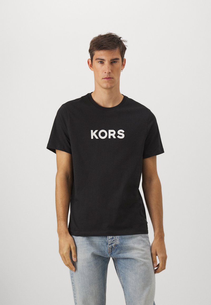 Michael Kors TEXTURED TEE - Trükipildiga T-särk - black/must - Zalando.ee