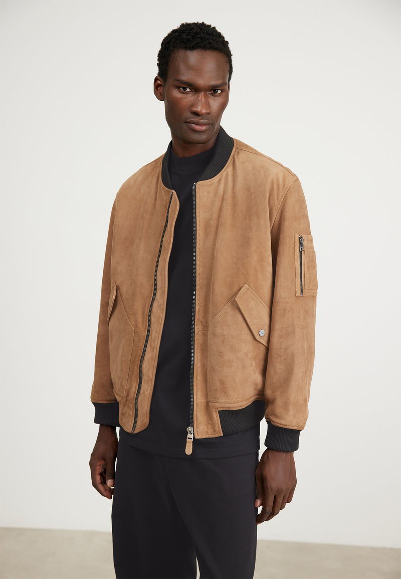 HUGO LEATO - Leather jacket - light beige/beige - Zalando.ie