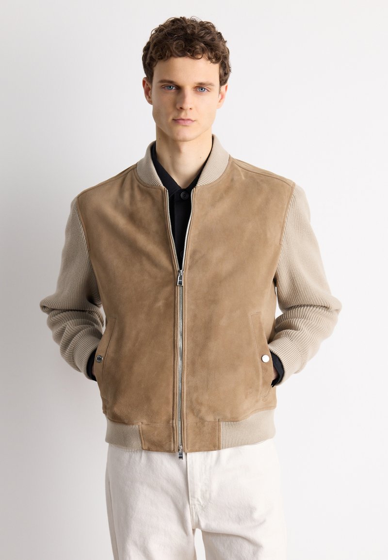 BOSS MERSEY - Bomber Jacket - dark beige/beige - Zalando.co.uk