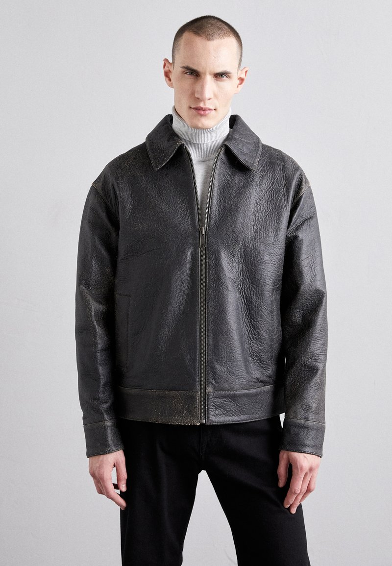 WOOD WOOD JACOB JACKET - Leather jacket - brown chocolate/dark brown ...