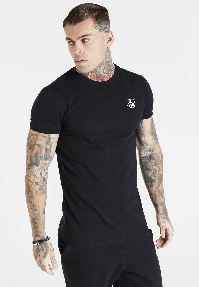 SIKSILK ESSENTIAL SHORT SLEEVE MUSCLE FIT - Basic T-shirt - black ...
