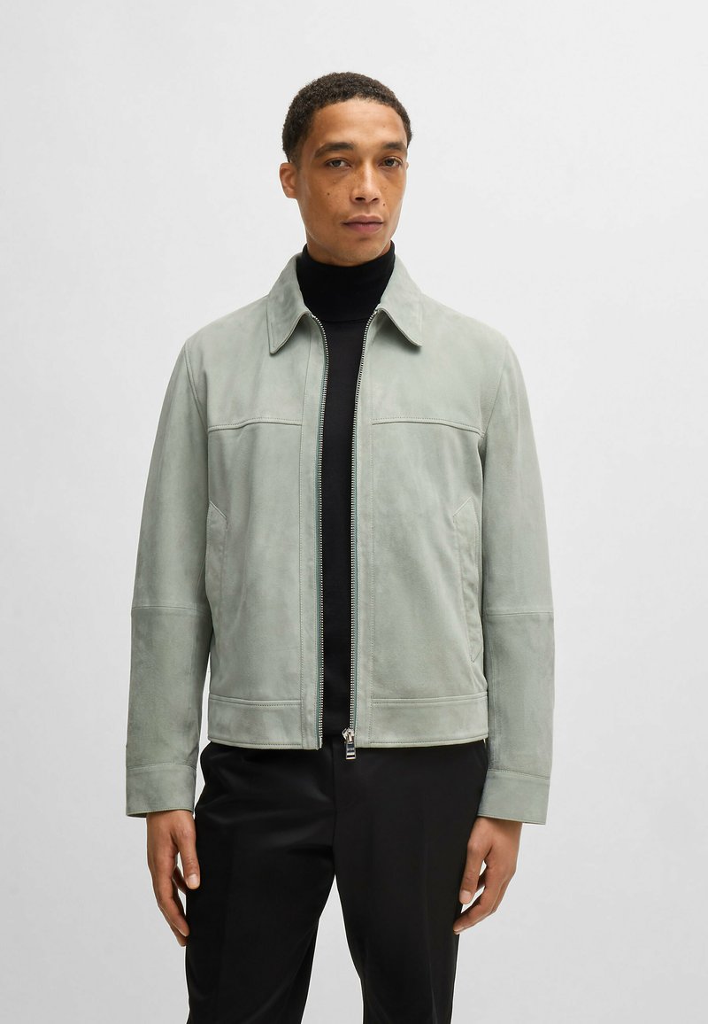 BOSS MALBANO - Leather jacket - light green/light green - Zalando.ie