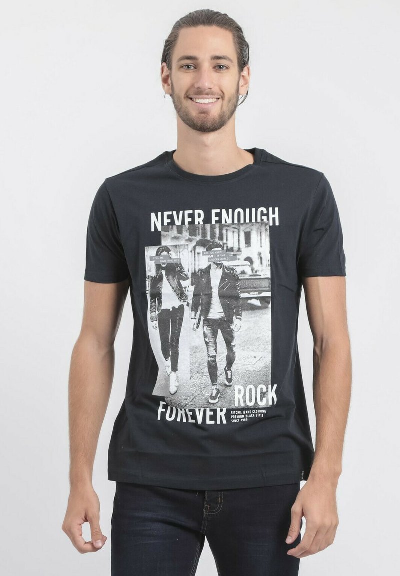 Ritchie Jeans MANCHES COURTES COL ROND JOULTIX - T-shirt imprimé - bleu ...