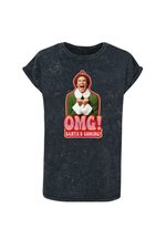 ABSOLUTE CULT ELF SANTA IS COMING ACID WASHED - T-Shirt print - black ...