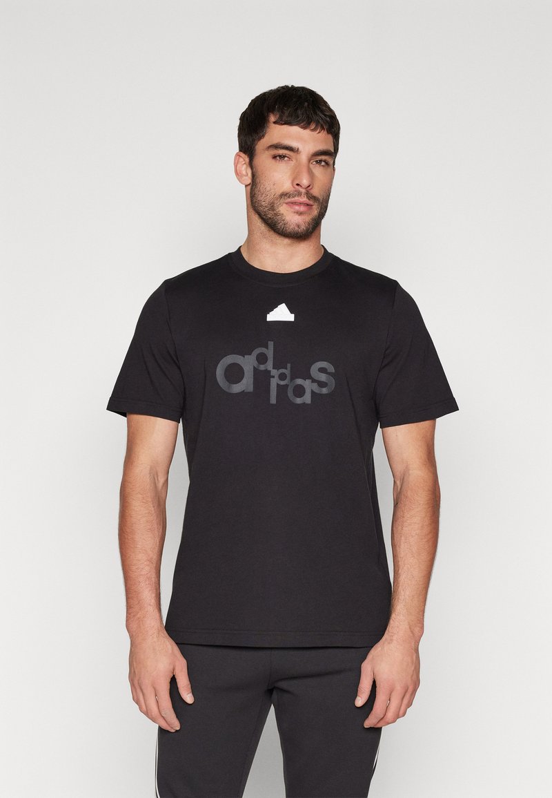 adidas Sportswear GRAPHIC PRINT TEE - Print T-shirt - black - Zalando.ie