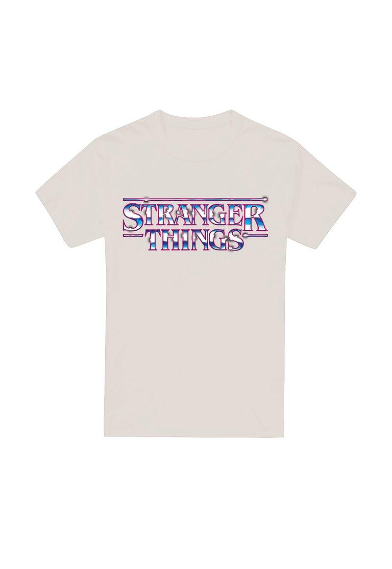 NETFLIX STRANGER THINGS CHROME METAL LOGO - Print T-shirt - off-white ...