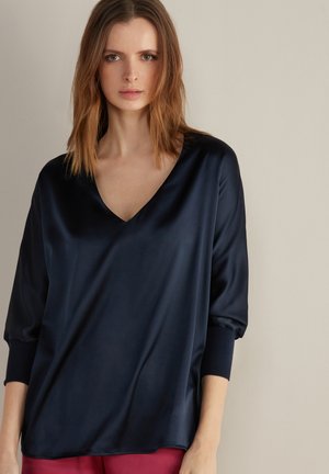Falconeri BLOUSE WITH COLLAR - Chemisier - blau navy blue/bleu roi ...