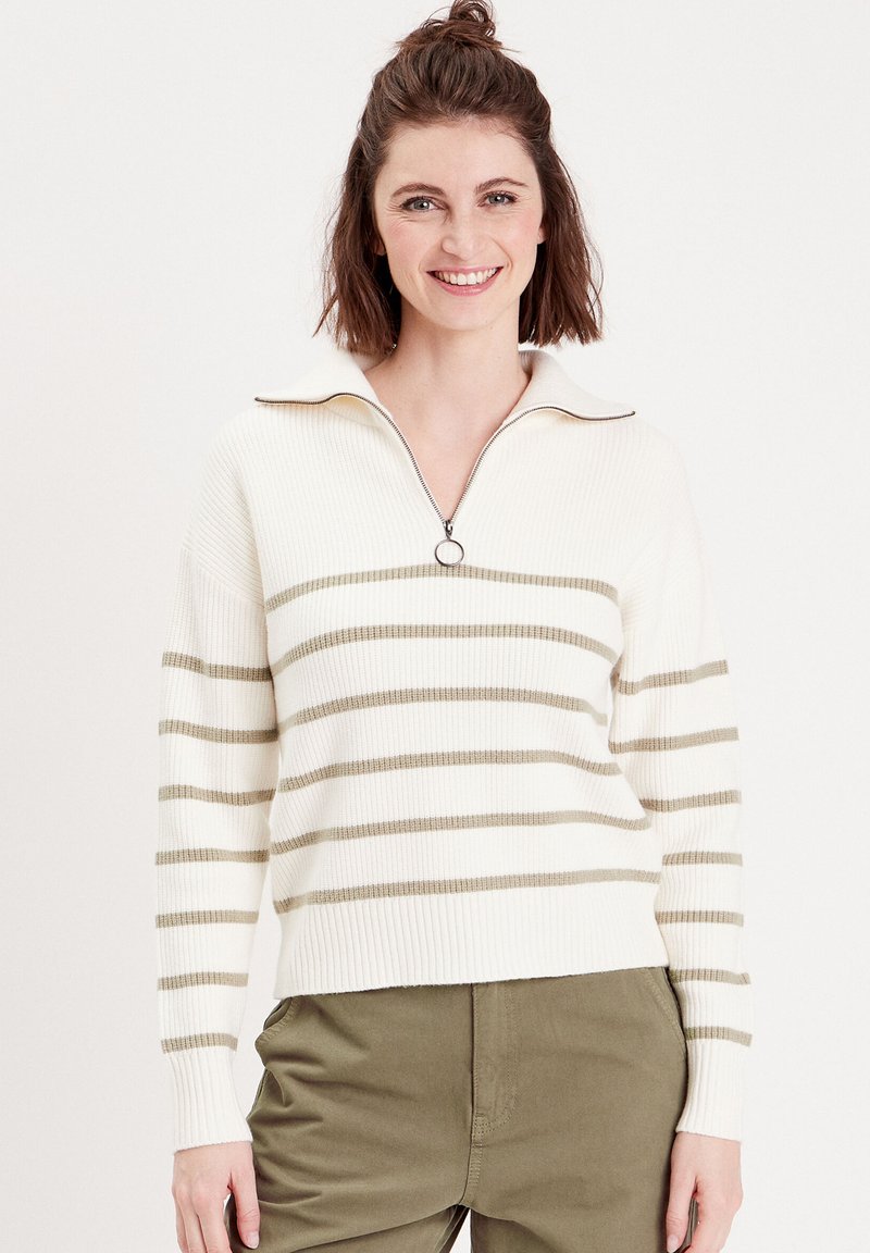 Cache Cache MIT REISSVERSCHLUSSKRAGEN - Jersey de punto - vert kaki ...