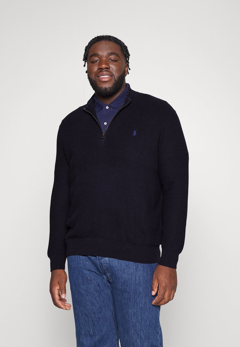 Polo Ralph Lauren Big And Tall Long Sleeve Kardigán Navy Heather