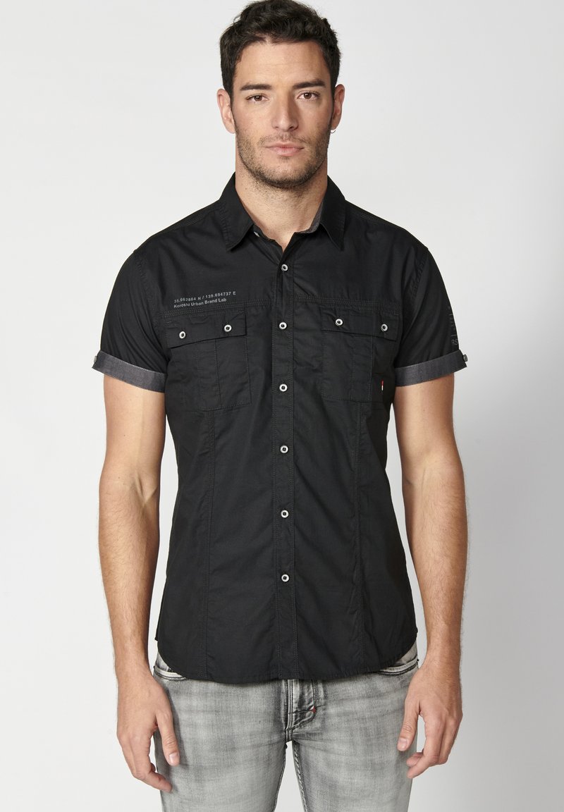 Koroshi Short Sleeve Overhemd Black Zwart Zalando Nl