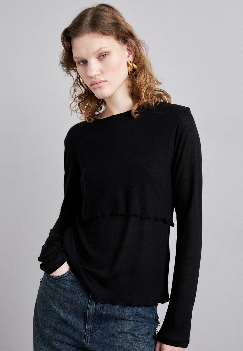 Filippa K DOUBLE LAYER - Langærmet T-shirt - black/sort - Zalando.dk
