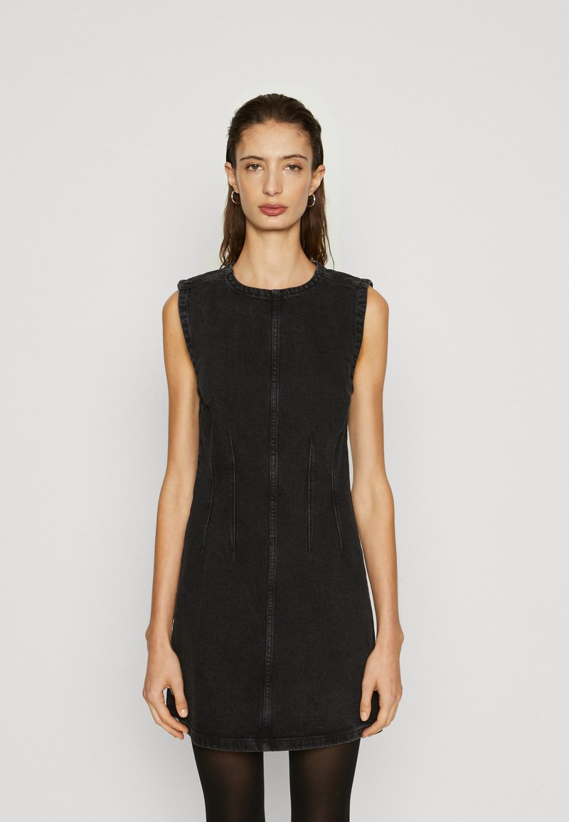 Abercrombie & Fitch SHELL MINI DRESS - Jeanskleid - black denim wash ...