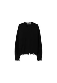 Bershka RIPPED - Jumper - black - Zalando.ie