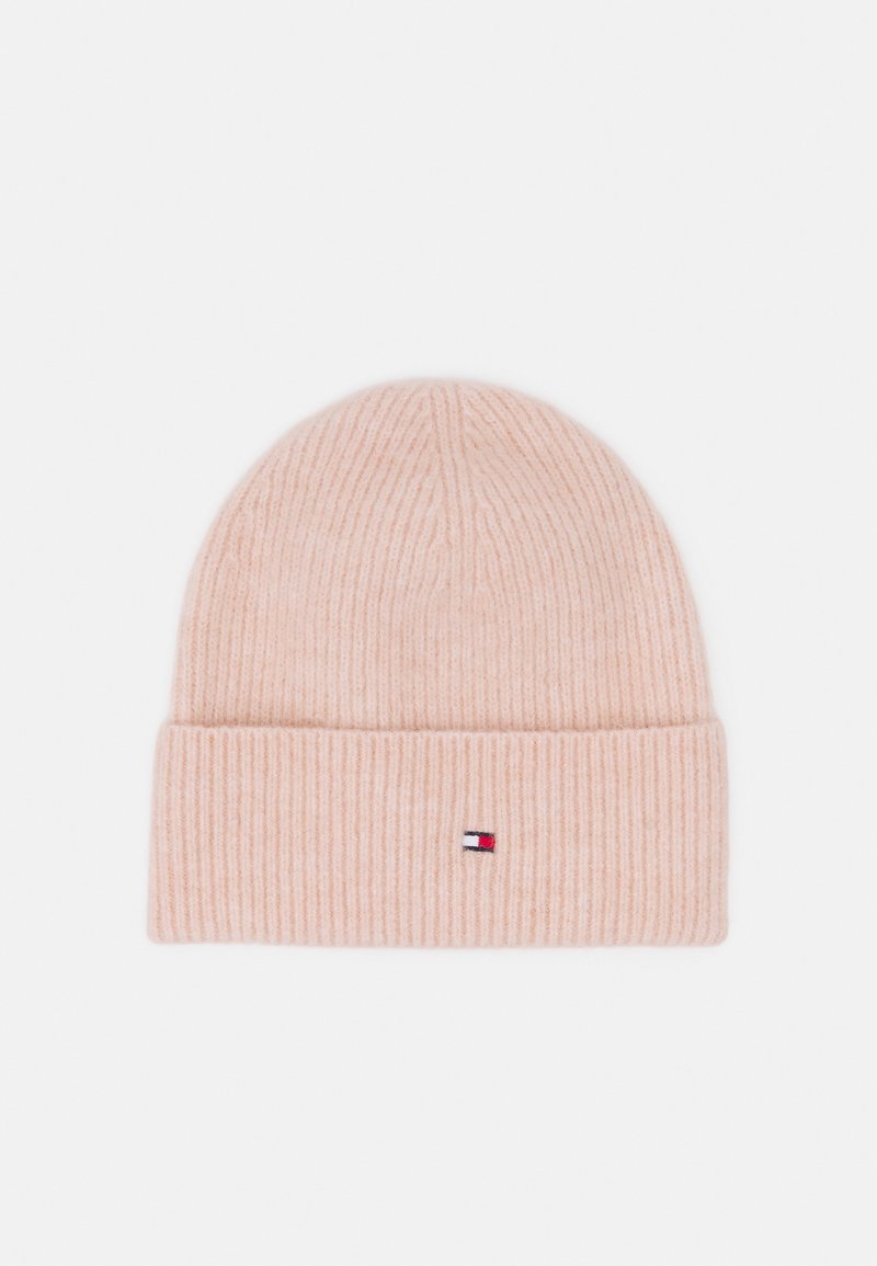 Tommy Hilfiger ESSENTIAL FLAG FUZZY BEANIE - Beanie - pink bloom/light ...