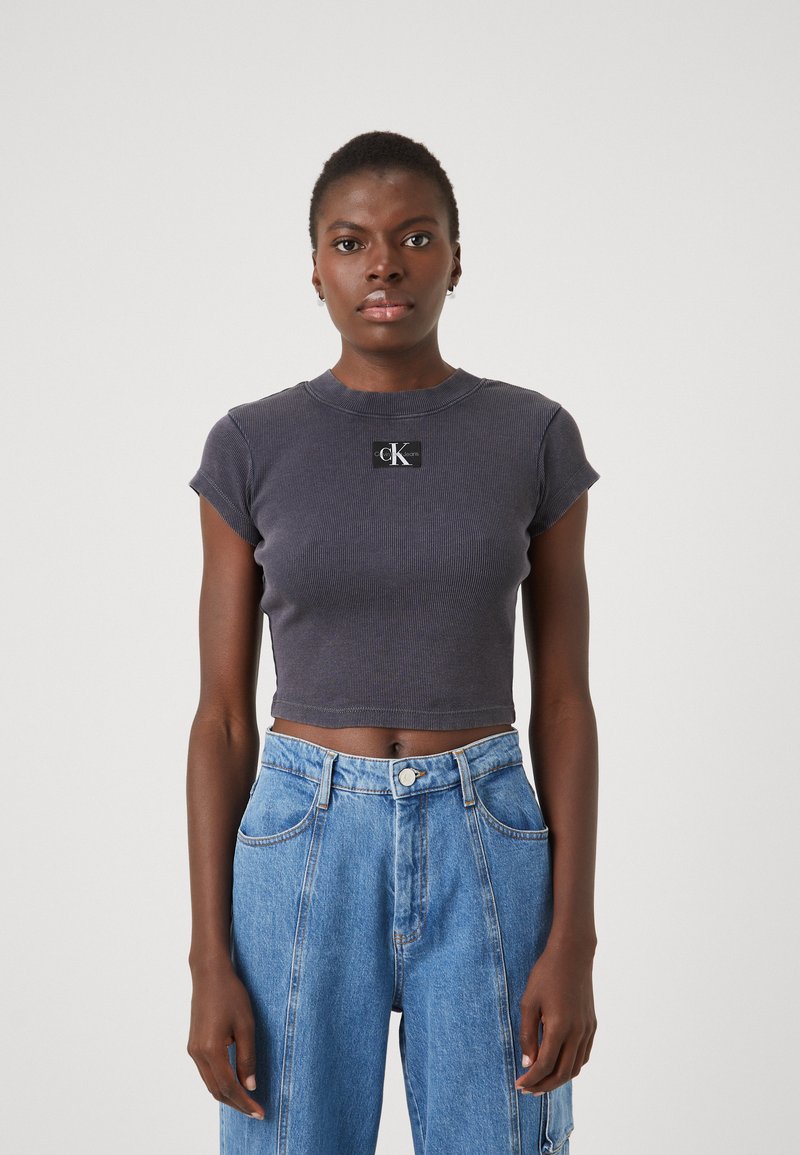 Calvin Klein Jeans WASHED LABEL BABY TEE - Print T-shirt - black ...