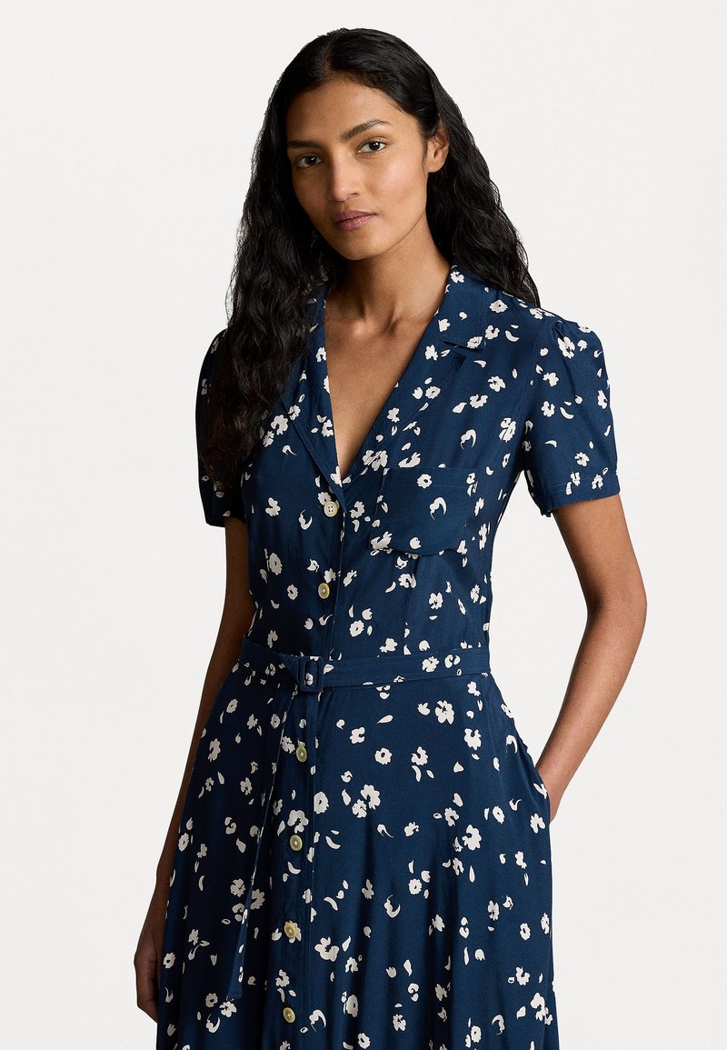 Polo Ralph Lauren HAMPTON SHORT SLEEVE DAY DRESS - Shirt dress - blue/offwhite/blue - Zalando.ie