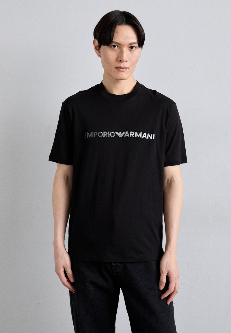 Emporio Armani Print T-shirt - drawing black/black - Zalando.ie