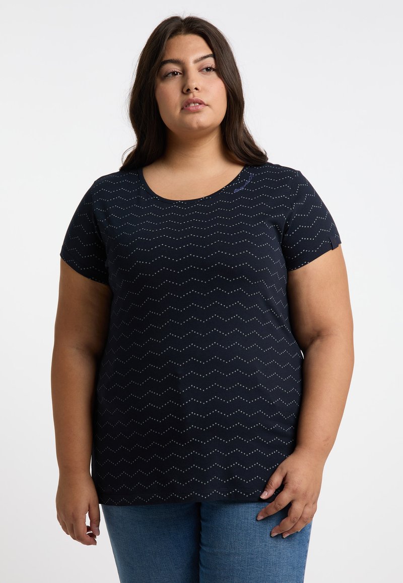 Ragwear Plus MINTT ZIG ZAG PLUS - T-Shirt print - navy/dunkelblau ...