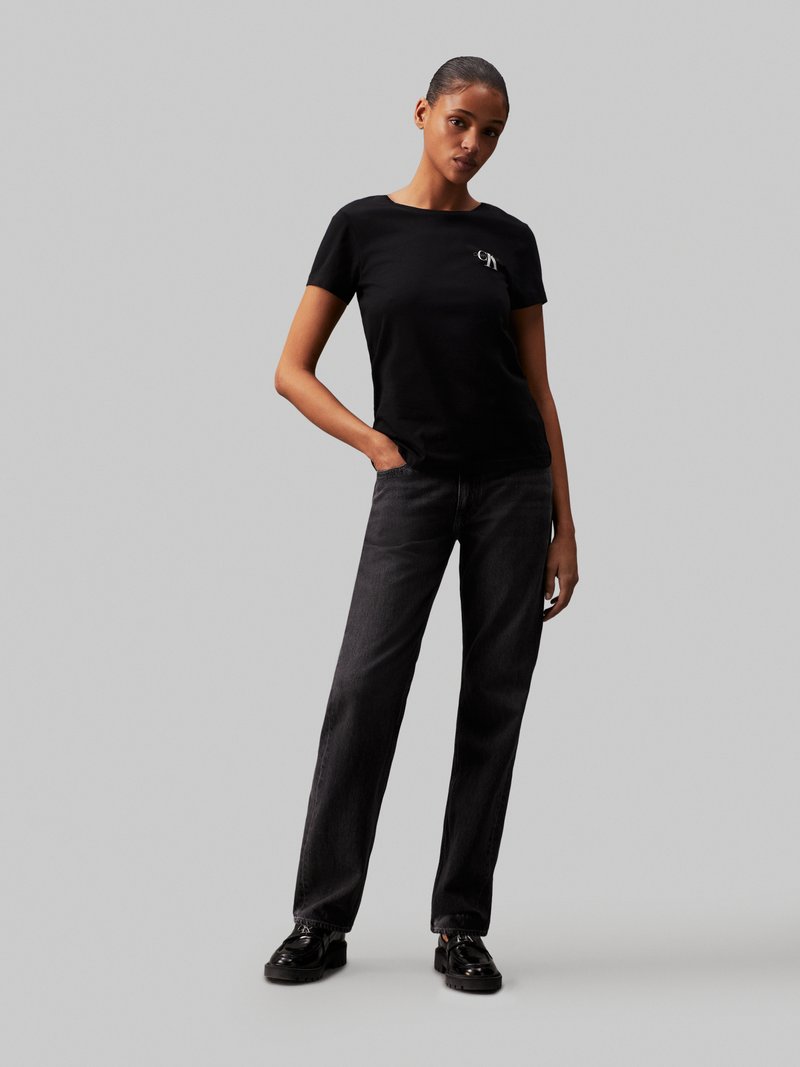 Calvin Klein Jeans MONOLOGO SLIM TEE 2 PACK - T-shirt basic - black/zwart - Zalando.nl