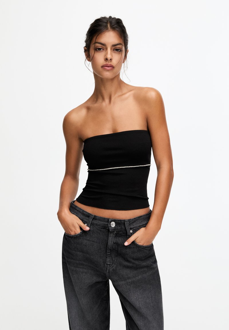 PULL&BEAR RHINESTONE-BANDEAU - Top - black/zwart - Zalando.nl