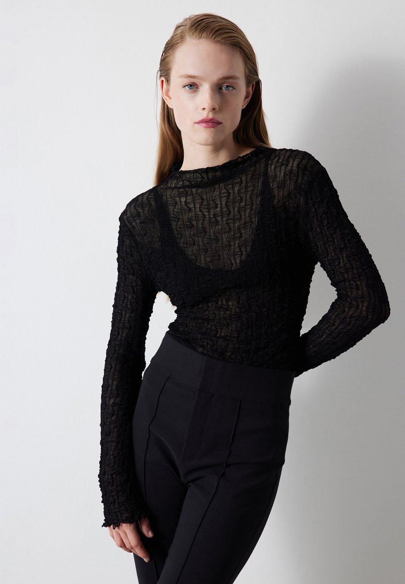 Ipekyol SLIM FIT SHEER - Bluse - black/schwarz - Zalando.at