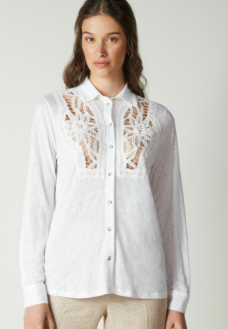 Falconeri MIT MAKRAMEE - Button-down blouse - white - Zalando.de